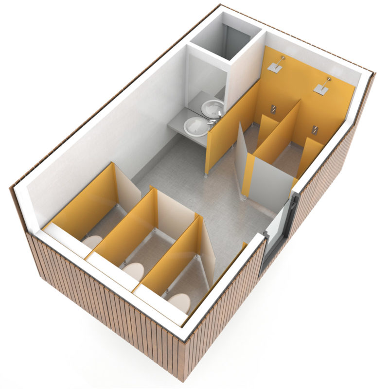 Blocs sanitaires modulaire pour camping et écolodge, et normes PMR